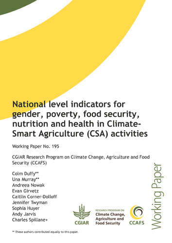 National level indicators for gender, poverty, food security, nutrition ...