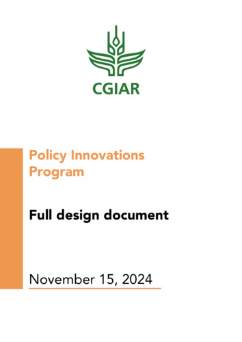 Policy Innovations Program: Full design document