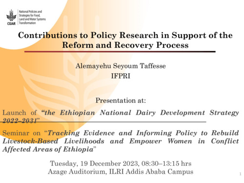 Contributions to policy research in support of the reform and recovery ...